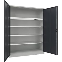 eurokraft pro Stahlschrank mit Fl&uuml;gelt&uuml;ren, 4 Fachb&ouml;den, Breite 1500 mm, HxBxT 1950 x 1500 x 400 mm, anthrazitgrau