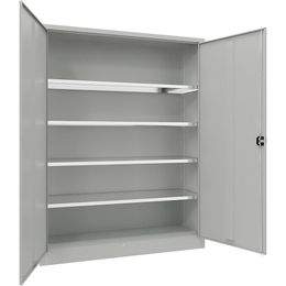 eurokraft pro Stahlschrank mit Fl&uuml;gelt&uuml;ren, 4 Fachb&ouml;den, Breite 1500 mm, HxBxT 1950 x 1500 x 500 mm, lichtgrau