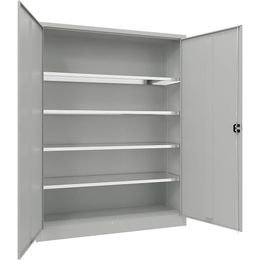 eurokraft pro Stahlschrank mit Fl&uuml;gelt&uuml;ren, 4 Fachb&ouml;den, Breite 1500 mm, HxBxT 1950 x 1500 x 400 mm, lichtgrau
