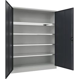 eurokraft pro Stahlschrank mit Fl&uuml;gelt&uuml;ren, 4 Fachb&ouml;den, Breite 1500 mm, HxBxT 1950 x 1500 x 600 mm, anthrazitgrau