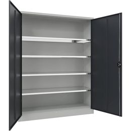 eurokraft pro Stahlschrank mit Fl&uuml;gelt&uuml;ren, 4 Fachb&ouml;den, Breite 1500 mm, HxBxT 1950 x 1500 x 500 mm, anthrazitgrau