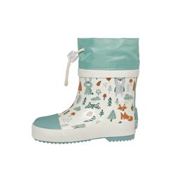 Playshoes Gummistiefel 'Wald' M&auml;dchen Gr&ouml;&szlig;e 18 braun / mint / dunkelgr&uuml;n / naturwei&szlig;
