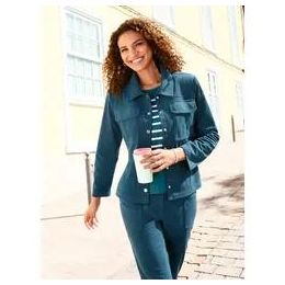 Jackenblazer Casual Looks "Cord-Blazer", Damen, Gr. 42, blau (petrol), 100% Polyester, Blazer