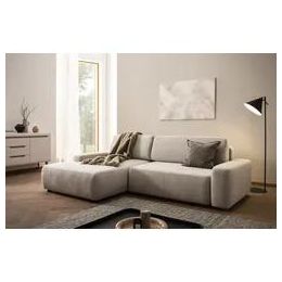 Ecksofa Home Affaire "TORGE (264cm), Schlafsofa in Cord, Samtvelours o Struktur fein, L-Form", beige (hellbeige), B:264cm H:82cm T:162cm, 100% Polyester, Sofas, Ecksofa, Schlaffunktion, Bettkasten, Liegefl&auml;che: 125/210 cm