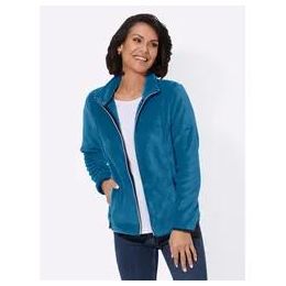 Fleecejacke Casual Looks, Damen, Gr. 52, blau (topas), 100% Polyester, unifarben, Jacken Fleecejacke