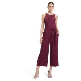 7/8-Overall Vera Mont "Damen mit Bindeg&uuml;rtel", Damen, Gr. 42, Normalgr&ouml;&szlig;en, rot (wild ruby), Obermaterial: 95% Polyester, 5% Elasthan. Futter: 100% Polyester, figurumspielend, Rundhals, Overalls