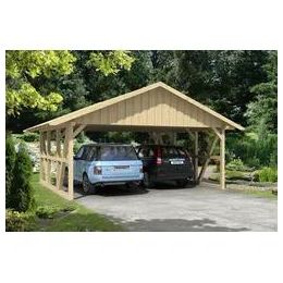 Skan Holz Doppelcarport SKANHOLZ "Schwarzwald", beige (natur), B/H/T: 684cm x 220cm x 600cm, Carports, mit Dachschalung