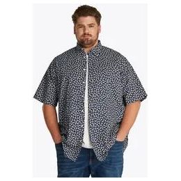 Tommy Hilfiger Big & Tall Kurzarmhemd "BT-LINEN BLEND MPRINT", Herren, Gr. XXL, N-Gr, blau (carbon navy), Web, Obermaterial: 52% Baumwolle, 48% Leinen, TOMMY HILFIGER BIG & TALL, Hemden, mit Allover-Print, Gro&szlig;e Gr&ouml;&szlig;en
