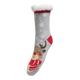 Only Socken 'ONLCHRISTMAS' Damen Gr&ouml;&szlig;e 36/41 hellbraun / hellgrau / rot / wei&szlig;