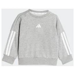 Trainingsanzug Adidas SPORTSWEAR "ESSENTIALS KIDS", M&auml;dchen, Gr. 62, grau (medium grau heather, wei&szlig;), Obermaterial: 70% Baumwolle, 30% Polyester, Sportanz&uuml;ge Trainingsanzug