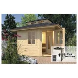 Saunahaus Weka "Kurikka", beige (natur), Saunaofen, externe Steuerung, 7,5 kW, Saunen, 7,5 kW-Ofen mit digitaler Steuerung