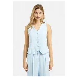 Anzugweste Milano Italy, Damen, Gr. 42, blau (light blau), Web, Material: 90% Modal, 10% Polyester, Futter: 100% Viskose, unifarben, slim fit kurz, Westen Anzugweste