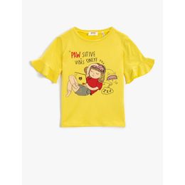 KOTON T-Shirt M&auml;dchen Gr&ouml;&szlig;e 122/128 nude / gelb / rot