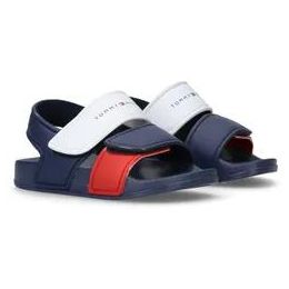 Badesandale Tommy Hilfiger, Jungen, Gr. 26, bunt (blau, rot, wei&szlig;), Synthetik, Schuhe, Badeschuh, Wassersandale, Sommerschuh mit Klettverschl&uuml;ssen