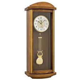 Funk-Pendelwanduhr AMS, braun (eichefarben), Wanduhren, B/H/L: 26cm x 16cm x 66cm, Quarzuhr, Wohnzimmer, Esszimmer, Erle, Schlagwerk