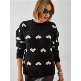 Bianco Lucci Pullover Damen Gr&ouml;&szlig;e S/L schwarzmeliert / wei&szlig;