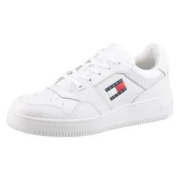 Tommy Hilfiger Sneaker TOMMY JEANS "TJM RETRO BASKET ESS", Herren, Gr. 42, wei&szlig;, Leder, Textil, unifarben, Schuhe Sneaker, Freizeitschuh, Halbschuh, Schn&uuml;rschuh mit Schaftrandpolsterung