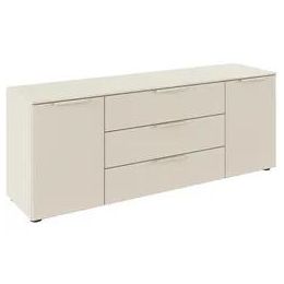Schubkastenkommode Rauch "Kommode T&uuml;rkommode Sideboard Kombikommode FLIPP", beige (beige (champagner)), B:160cm H:61cm T:42cm, Holzwerkstoff, Sideboards, 2-t&uuml;rig mit 3 Schubladen und Soft-Close-Funktion