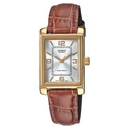 Quarzuhr, braun (cognac, goldfarben), Casio TIMELESS COLLECTION, Armbanduhren, Damen, Quarzuhr, Armbanduhr, Damenuhr, analog, Lederarmband