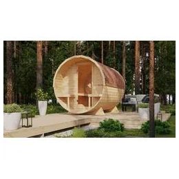 Fasssauna Konifera "Lathy XL", naturbelassen, Saunaofen, integrierte Steuerung, 3,6 kW, Saunen, 3,6-kW-Plug & Play Ofen mit integrierter Steuerung