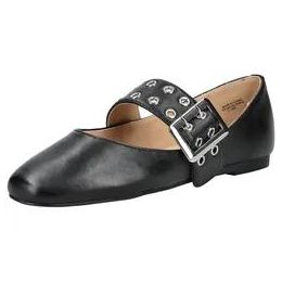 Riemchenballerina Steve Madden "Steve Madden Ballerinas Leder", Damen, Gr. 41, schwarz, Leder, Schuhe Riemchenballerina