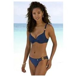 B&uuml;gel-Bikini JETTE "Giulia", Damen, Gr. 40, Cup C, blau (marine), Polyamid, leicht gl&auml;nzend, Bikini-Sets B&uuml;gel-Bikini, mit goldfarbener Glanzbeschichtung und Accessoires