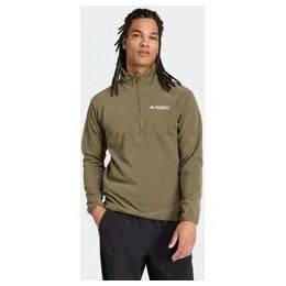 Fleecepullover Adidas TERREX "MULTI ESSENTIALS 1/2 ZIP FLEECEOBERTEIL", Herren, Gr. 3XL, gr&uuml;n (olive strata), Obermaterial: 100% Polyester, Sweatshirts Fleecepullover