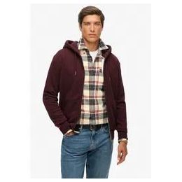 Kapuzensweatjacke Superdry "ESSENTIAL LOGO ZIP HOODIE HB", Herren, Gr. M, tawny port marl, angeraute Sweatware, Obermaterial: 60% Baumwolle, 40% Polyester, meliert, slim fit normal, ohne Ausschnitt, Rippb&uuml;ndchen, Sweatjacken, Baumwollmischung, slim fit