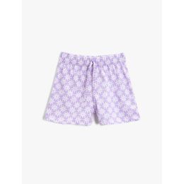 KOTON Shorts M&auml;dchen Gr&ouml;&szlig;e 116/122 flieder / wei&szlig;