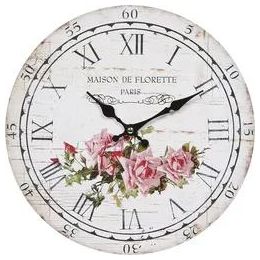 Wanduhr AMBIENTE HAUS "Wanduhr - Rose 28cm", bunt, B:28cm H:28cm T:3,5cm, Wanduhren, Wanduhr