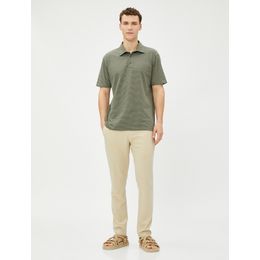 KOTON Poloshirt Herren Gr&ouml;&szlig;e L khaki / wei&szlig;