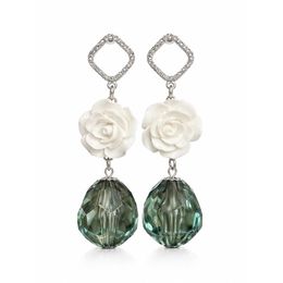 Elena Athanasiadou Earrings 'EARRINGS ROSE-EMERALD' female Green size 2.5 cm x 2.5 cm