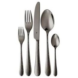Besteck-Set WMF "Sitello", schwarz (midnight), 30 Stk., Cromargan Edelstahl Rostfrei 18/10, Essbesteck-Sets, geschmiedete Messer, farbecht, Wellenschliff, sp&uuml;lmaschinenfest