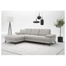 Sit & More Ecksofa SIT & MORE "Morris L-Form", grau (hellgrau), B:247cm H:83cm T:171cm, 95% Polyester, 5% Polyamid, Sofas, Ecksofa, mit Bettfunktion, bzw. XXL-Sitzfl&auml;che, Armteilverstellung & Zierkissen