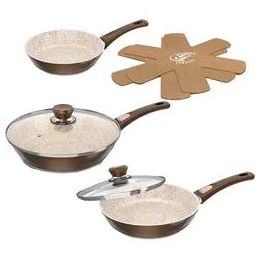 Pfannen-Set Genius "Cerafit Granit - Grand-Edition Pfanne, 7-teiliges Set", braun, &Oslash;:28cm, Pfannen, geeignet f&uuml;r Aufl&auml;ufe, zum Schmoren o. Backen - ohne Griff und Deckel