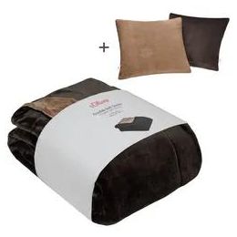 Wohndecke s.Oliver "Doublesoft, Kuscheldecke, Deal, Kissen geschenkt", braun (braun, beige), B:150cm L:200cm, Polyester, Wohndecken, Wohndecke, Kuscheldecke 150x200 cm, GRATIS-Zugabe:2x Kissenh&uuml;lle (Rei&szlig;verschluss)