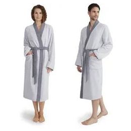 M&ouml;ve Unisex-Bademantel M&Ouml;VE "Superwuschel Kimono mit Blende" Gr. XXL, silber, stone, L:130cm, Walkfrottier, Hausm&auml;ntel, ideal f&uuml;r Sauna & Spa, Hotelbademantel