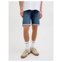 Jack & Jones Shorts JACK & JONES "JJIRICK JJICON I.K. SHORTS GE 132 SN", Herren, Gr. XL, N-Gr, blau (blau denim), Web, Obermaterial: 48% Baumwolle, 26% Viskose, 25% Polyester, 1% Elasthan, unifarben, regular fit kniefrei, Hosen Shorts, im Five-Pocket Style