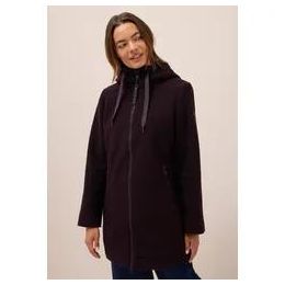 Fellimitatmantel Cecil, Damen, Gr. XL44, schwarz plum, Stoff, Obermaterial: 100% Polyester; Futter: 100% Polyester; F&uuml;llung: 100% Polyester, unifarben, normal kniefrei, ohne Ausschnitt, abgesteppt, M&auml;ntel, mit Kapuze mit Tunnelzugband