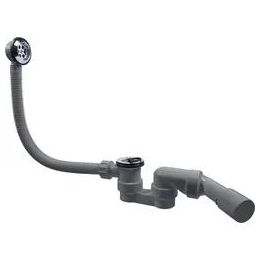 Siphon CORNAT "Wannnen- Ab- und &Uuml;berlaufgarnitur", grau (grau, verchromt), &Oslash;:7cm, Kunststoff, Siphons, mit Ablauf und &Uuml;berlaufrosette sowie Geruchverschluss, Edelstahl