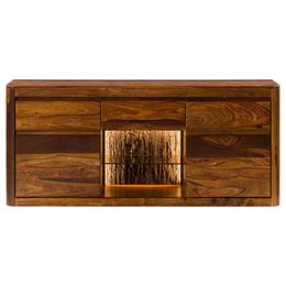 Sideboard Sheesham 185x40x80 walnuss gewachst TORONTO LUX #202