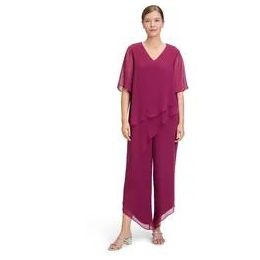 Overall Vera Mont "Damen mit Stufen", Damen, Gr. 36, Normalgr&ouml;&szlig;en, rosa (sweet berry), Chiffon, Obermaterial: 100% Polyester; Futter: 100% Polyester, loose fit, V-Ausschnitt, Overalls Overall