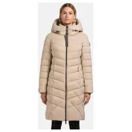 Steppmantel Khujo "Odana3-YM", Damen, Gr. M (38), beige (hellbeige), Obermaterial: 100% Nylon. Innenfutter: 100% Nylon. Wattierung: 100% Polyester, tailliert knieumspielend, hoch geschlossener Ausschnitt, &Auml;rmel ohne &Auml;rmelschlitz Rippb&uuml;ndchen, M&auml;ntel Steppmantel, Gesteppter langer Wintermantel mit Kapuze
