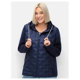 Steppjacke sheego, Damen, Gr. 48, blau (marine), 100% Polyester, Einsatz:76% Polyester, 8% Elasthan, 16% Viskose, unifarben, Jacken Steppjacke
