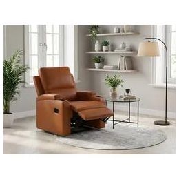 Relaxsessel OTTO HOME "Napori", braun (cognac), B:87cm H:105cm T:94cm, Polyester 40% / Polyurethane 60%, Sessel, Relaxsessel, TV-Sessel, Kinosessel mit Relaxfunktion in 2 Sitzen, Getr&auml;nkehalter