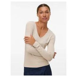 V&eacute;ro Moda Langarmshirt VERO MODA "VMLAVA GLITTER LS V-NECK TOP STRIPE NOOS", Damen, Gr. S, gold (oatmeal stripes:gold lurex), Jersey, Obermaterial: 82% Viskose, 8% Polyester, 5% Elasthan, 5% metallisierte Fasern, Glitzermuster, taillenbedeckt, V-Ausschnitt, Shirts Langarmshirt