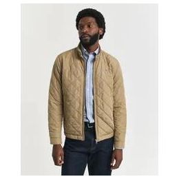 Steppjacke Gant "QUILTED WINDCHEATER", Damen, Gr. 3XL, beige (light taupe), Web, Obermaterial: 100% Polyester, regular fit h&uuml;ftlang, hoch geschlossener Ausschnitt, Manschette mit Druckknopf, Jacken Steppjacke, mit Rautensteppung