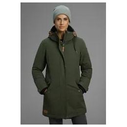 Parka Kangaroos, Damen, Gr. 46, dunkel khaki, Web, Obermaterial: 54% Polyester, 46% Baumwolle. Futter: 100% Polyester. Futter Oberteil: 100% Polyester. Wattierung: 100% Polyester, Fellimitat, unifarben, normal, Jacken Parka, mit Teddy Fellimitat gef&uuml;ttert, Winterjacke