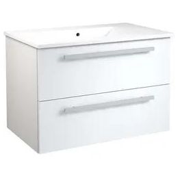 Waschtisch Welltime "Serena, Waschbeckenunterschrank inkl. Waschbecken, Badm&ouml;bel", wei&szlig; (glossy wei&szlig;, wei&szlig;), B:81,5cm H:50cm T:46,5cm, FSC-zertifizierter Holzwerkstoff, Keramik, Waschtische, Waschtisch, Breite 81,5 cm, Soft-Close-Funktion, FSC