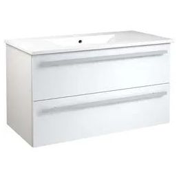 Waschtisch Welltime "Serena, Waschbeckenunterschrank inkl. Waschbecken, Badm&ouml;bel", wei&szlig; (glossy wei&szlig;, wei&szlig;), B:101,5cm H:50cm T:46,5cm, FSC-zertifizierter Holzwerkstoff, Keramik, Waschtische, Waschtisch, Breite 101,5 cm, Soft-Close-Funktion, FSC